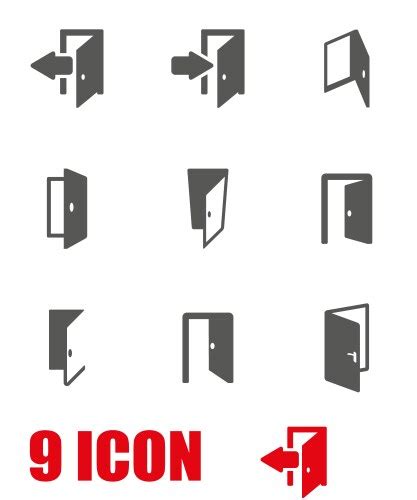 White Exit Icon Set Royalty Free Vector Image VectorStock