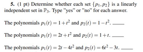 Solved 5 Pt Determine Whether Each Set {p1 P2} Is A