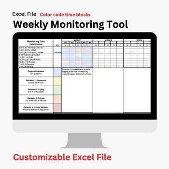 Behavior Chart Management Monitoring Tool Customizable Excel File