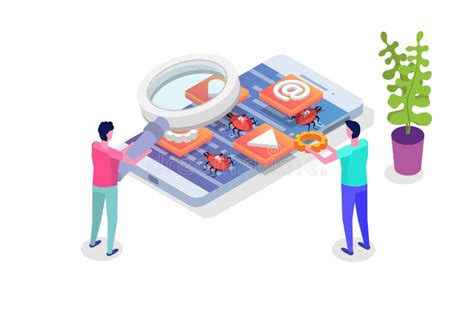 Mobile Application Development Testing And Prototyping Process Isometric Vector Stock Vector