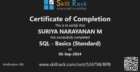 Suriya Narayanan M On Linkedin Sql Skillrackcertified Dataskills Databasemanagement