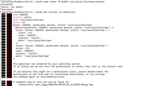 Root Error Eacces Permission Denied Unlink Usrlocalbinnpm