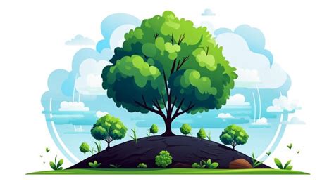 Premium Photo The Green Earth Globe With Tree On Blue Background