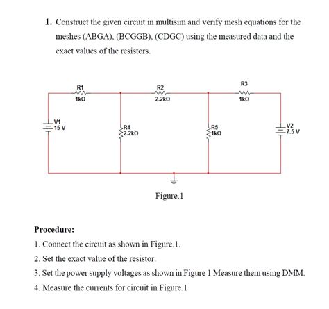 solved 1 construct the given circuit in multisim and verify