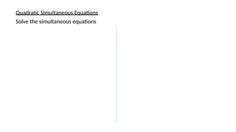 Quadratic Simultaneous Equations Pp Teaching Resources