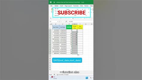 Learn Days Function In Excel Excelshorts Exceltutorial Youtube