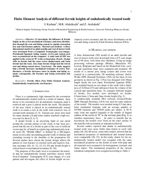 Pdf Finite Element Analysis Of Different Ferrule Heights Of