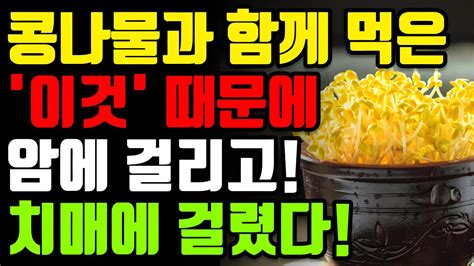 콩나물과 절대로 함께 먹지마세요 암과 치매에 걸릴 수 있습니다 콩나물 최악의 궁합 3가지와 만성 염증 독소 싹 빼주는 최고의 레시피 3가지 콩나물 효능 면역력 건강