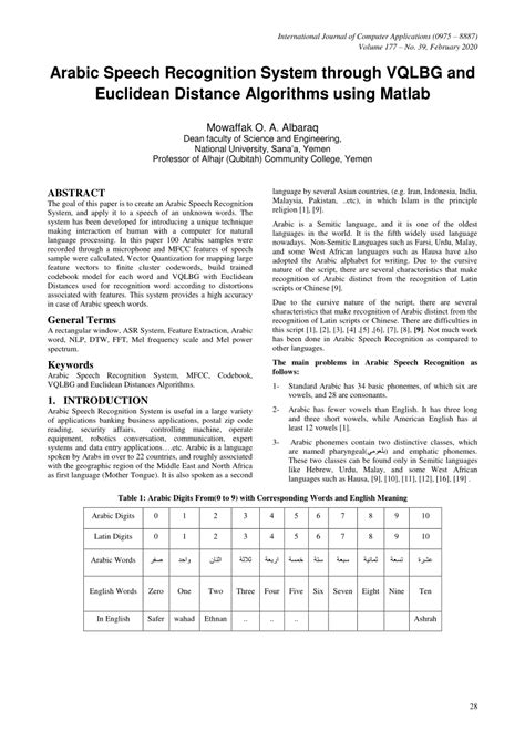 Pdf Arabic Speech Recognition System Trough Vqlbg Algorithm Using Matlab