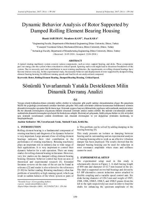 Pdf Dynamic Behavior Analysis Of Rotor Supported By Damped Rolling Element Bearing Housing