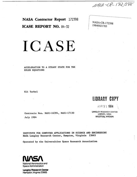 Pdf Acceleration To Steady State For The Euler Equations