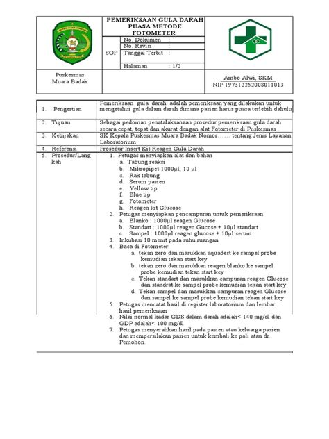 Sop Pemeriksaan Gdp Fotometer Ok Pdf
