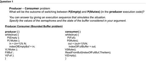 Question 1 Producer Consumer Problem What Will Be