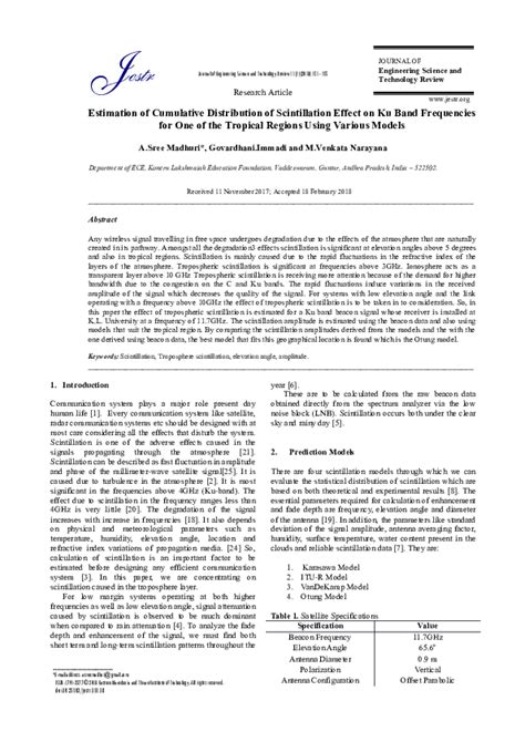 Pdf Estimation Of Cumulative Distribution Of Scintillation Effect On