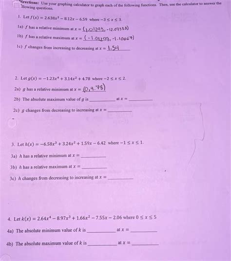 solved tirections use your graphing calculator to graph