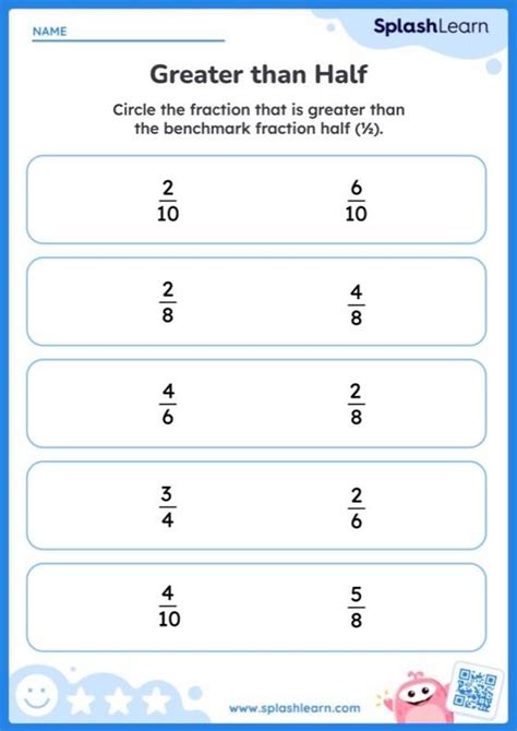 Estimating Fractions Using Benchmark Fractions Worksheet