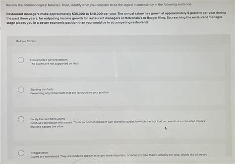 Solved Review The Common Logical Fallacies Then Identify Chegg