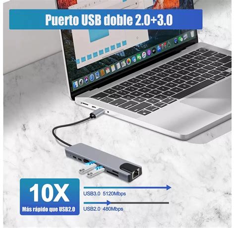 Tipo C Hub 8 En 1 Belug Adaptador Usb C A Hdmi Con Ethernet Gris Coppel Com