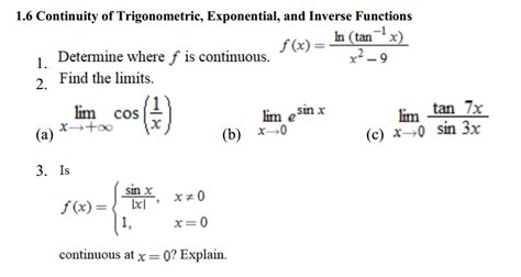 Solved 16 Continuity Of Trigonometric Exponential And