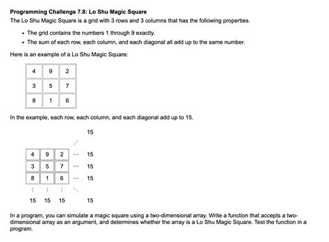 Solved Programming Challenge 78 Lo Shu Magic Squarethe Lo
