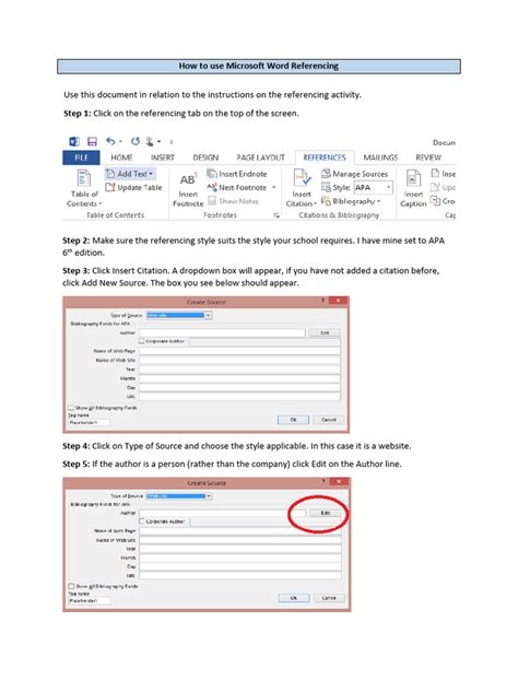 how to use microsoft word referencing pdf