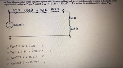 Solved A Three Phase Positive Phase Sequence System With