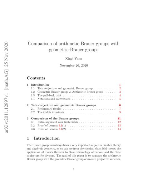 Pdf Comparison Of Arithmetic Brauer Groups With Geometric Brauer Groups