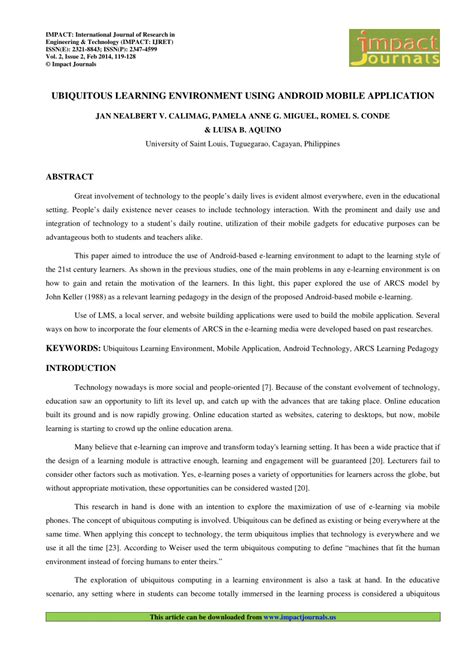 Pdf Ubiquitous Learning Environment Using Android Mobile Application