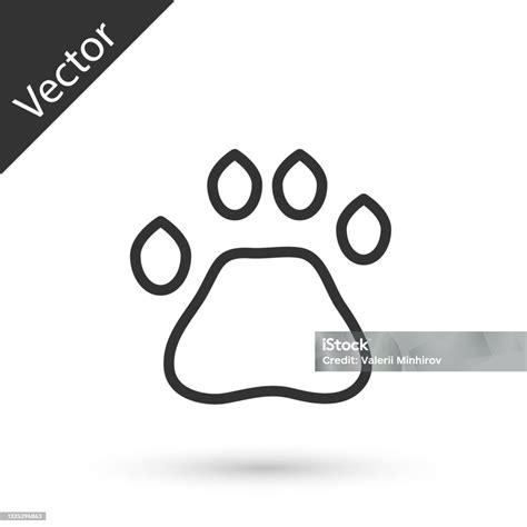 흰색 배경에 격리 된 회색 줄 곰 발 발자국 아이콘 벡터 갈고리 발톱에 대한 스톡 벡터 아트 및 기타 이미지 갈고리 발톱 개념 건강관리와 의술 Istock