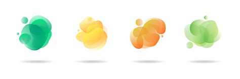 4 개의 현대 액체 아메바 Blob 모양 추상 요소 그래픽 플랫 스타일 디자인 유체 벡터 일러스트 레이션 배너 간단한 모양 템플릿 프리젠 테이션 전단지 흰색 배경에 격리 0