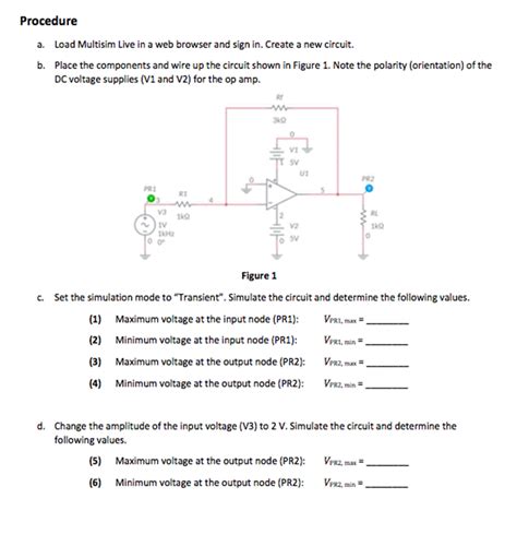 Solved Procedure Load Multisim Live In A Web Browser And Sign In Create 1 Answer