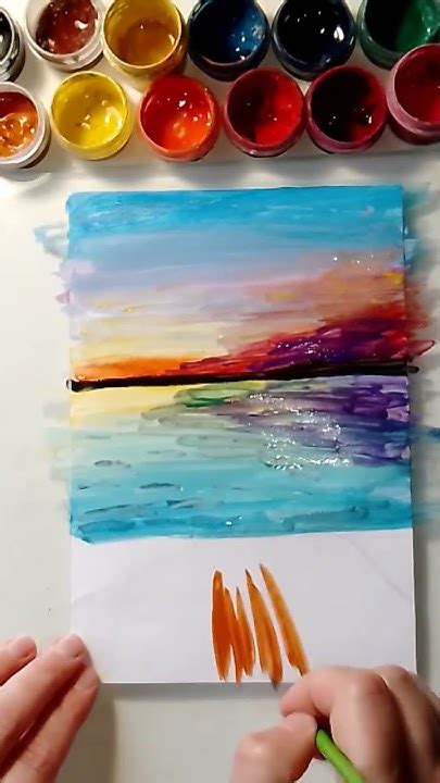 Shorts Як легко намалювати пейзаж річкова пристань гуашшю 🌅 Как легко нарисовать пейзаж гуашью