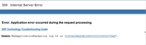 WebApplicationException Log ID Is COOOO SAP Community