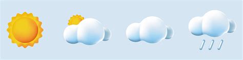 3d 날씨 세트 아이콘 세트 구름 날씨 일기 예보 현실적인 3d 아이콘 템플릿 컬렉션 3d 벡터 현실적인 개체 날씨 아이콘 벡터 일러스트 레이 션 0명에 대한 스톡 벡터