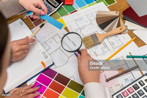 컬러 팔레트 및 하우스 프로젝트와 창의적인 디자이너의 작업 공간 개념에 대한 스톡 사진 및 기타 이미지 개념 건축 건축가 Istock