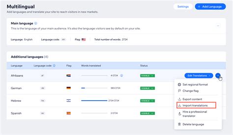 Wix Multilingual Exporting And Importing Site Content For Manual Translation Help Center