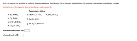 Solved Select The Reagents You Would Use To Synthesize The