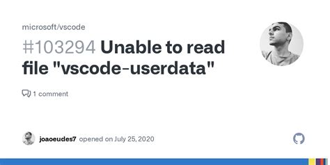 Unable To Read File Vscode Userdata · Issue 103294 · Microsoftvscode · Github
