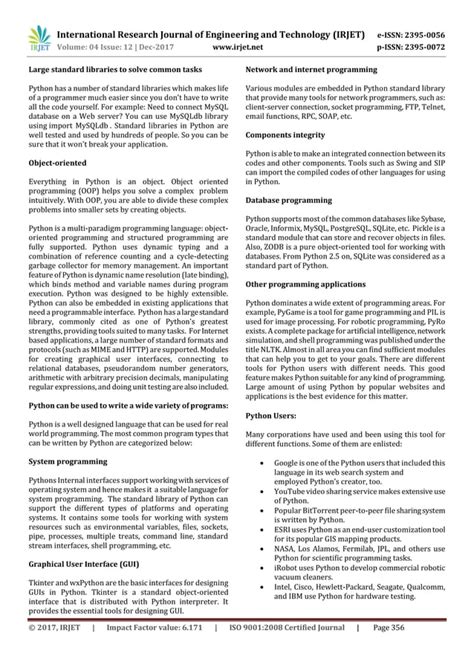 Python The Fastest Growing Programming Language Pdf Programming