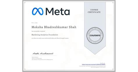 moksha shah on linkedin completion certificate for marketing analytics foundation