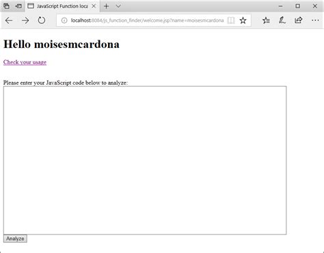 Open Source Project JavaScript Function Finder written in JSP Moisés Cardona