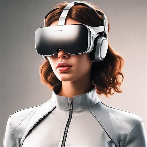 Beautiful Young Woman Wearing Virtual Reality Goggles Future Technology Concept 3d Rendering