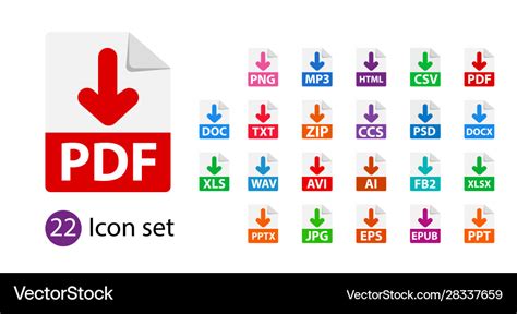 Collection Icons File Format Extensions Royalty Free Vector
