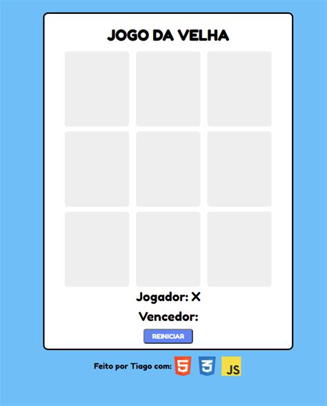 GitHub TiagoPS Jogo da Velha HTML Criação de um jogo no site HTML CSS e JavaScript