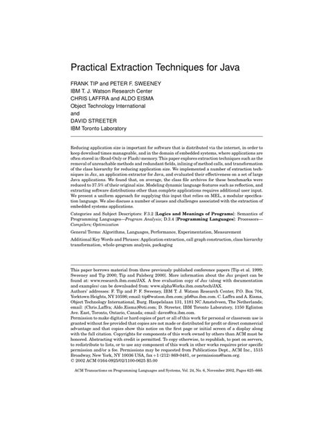 Pdf Practical Extraction Techniques For Java