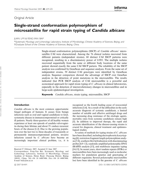 Pdf Single Strand Conformation Polymorphism Of Microsatellite For Rapid Strain Typing Of