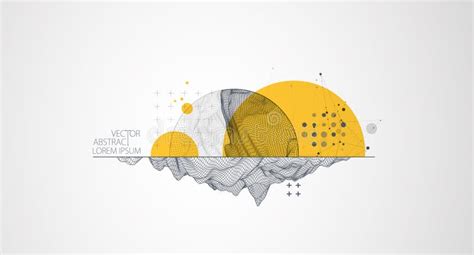 Trendy Abstract Wireframe Background Modern Science Or Technology Art Elements Surface