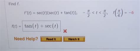 solved find f f′ t sec t sec t tan t −2π