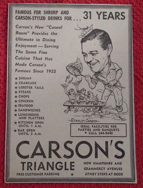 1964 Carsons Triangle Atlantic City New Jersey Advertisement