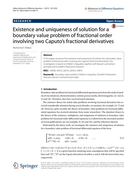 Pdf Existence And Uniqueness Of Solution For A Boundary Value Problem